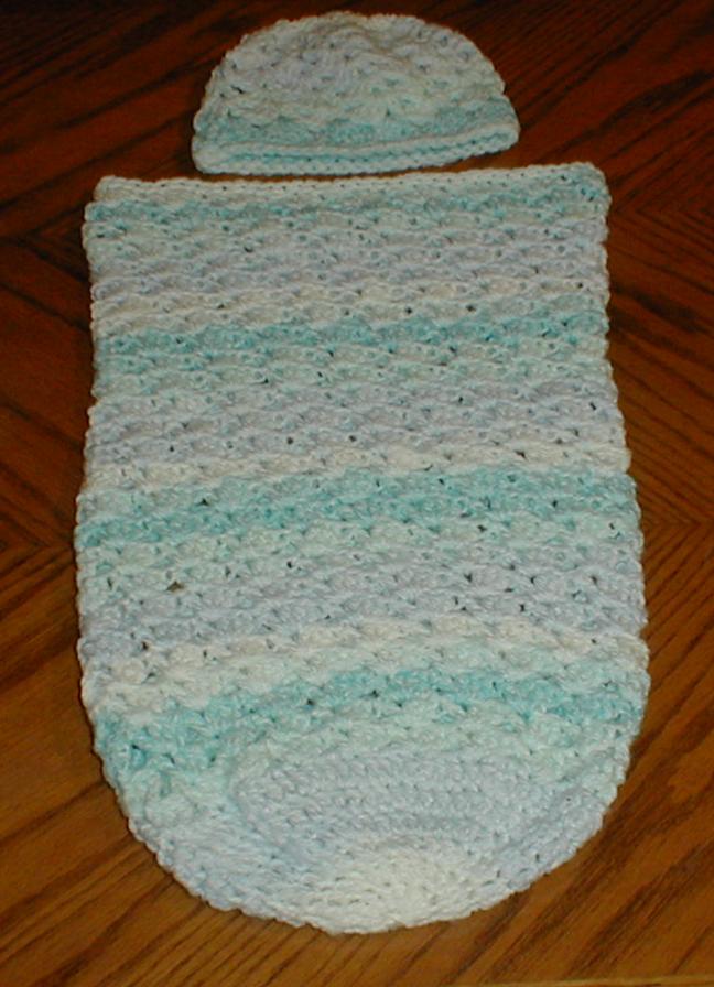 Karens Crocheted Garden of Colors: Sweet Baby Cuddle Sack and Hat