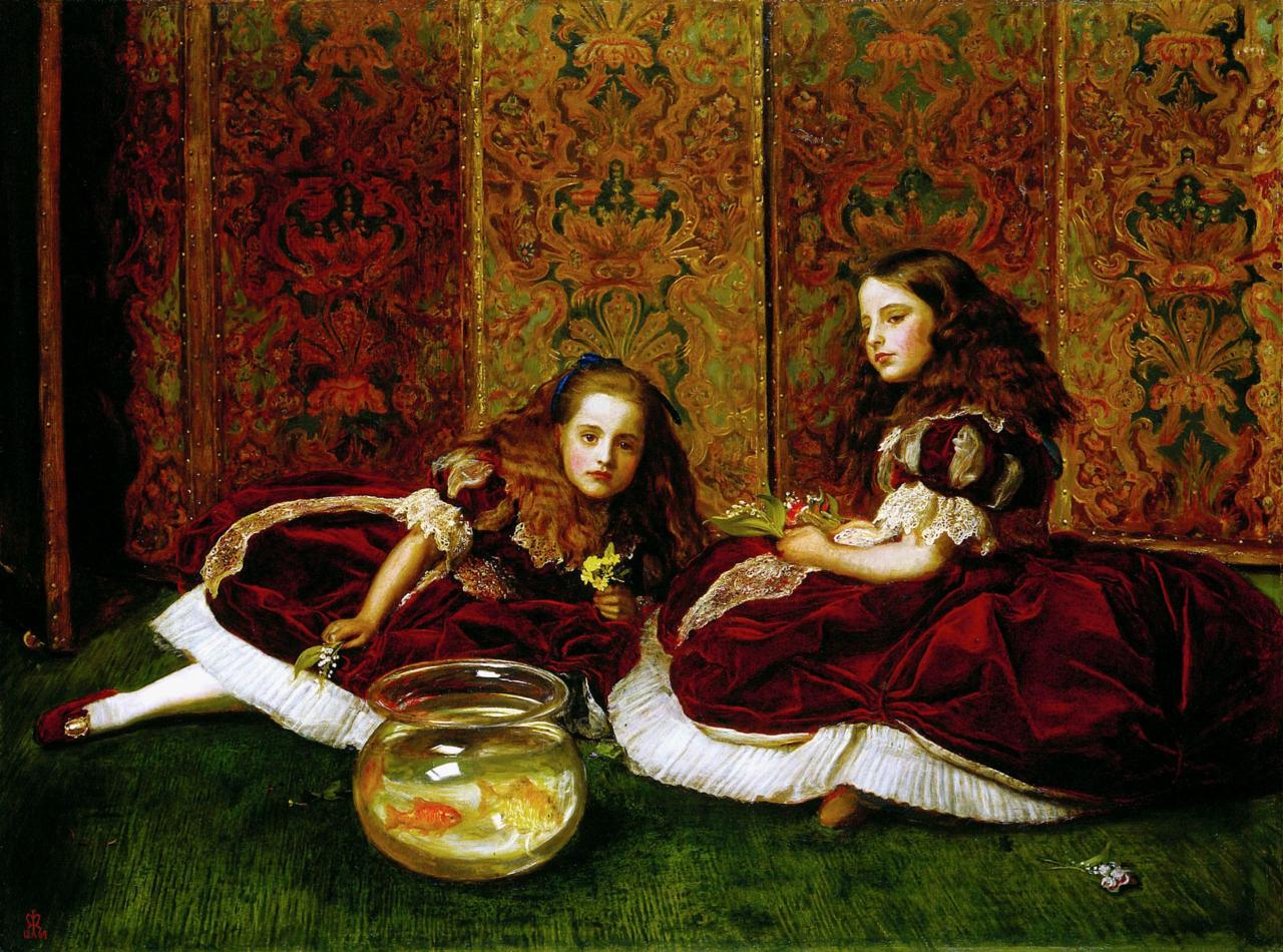 Pre Raphaelite Influenced Art: John Everet Millais - Leisure Hours. 1864.