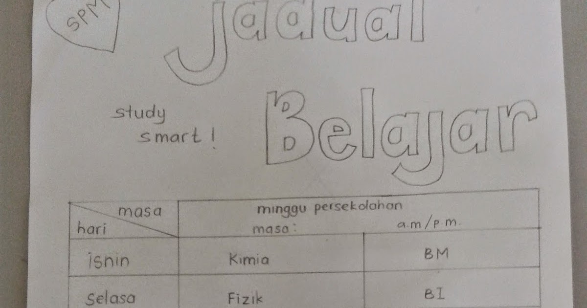 Inspirasi 26+ Contoh Jadual Belajar