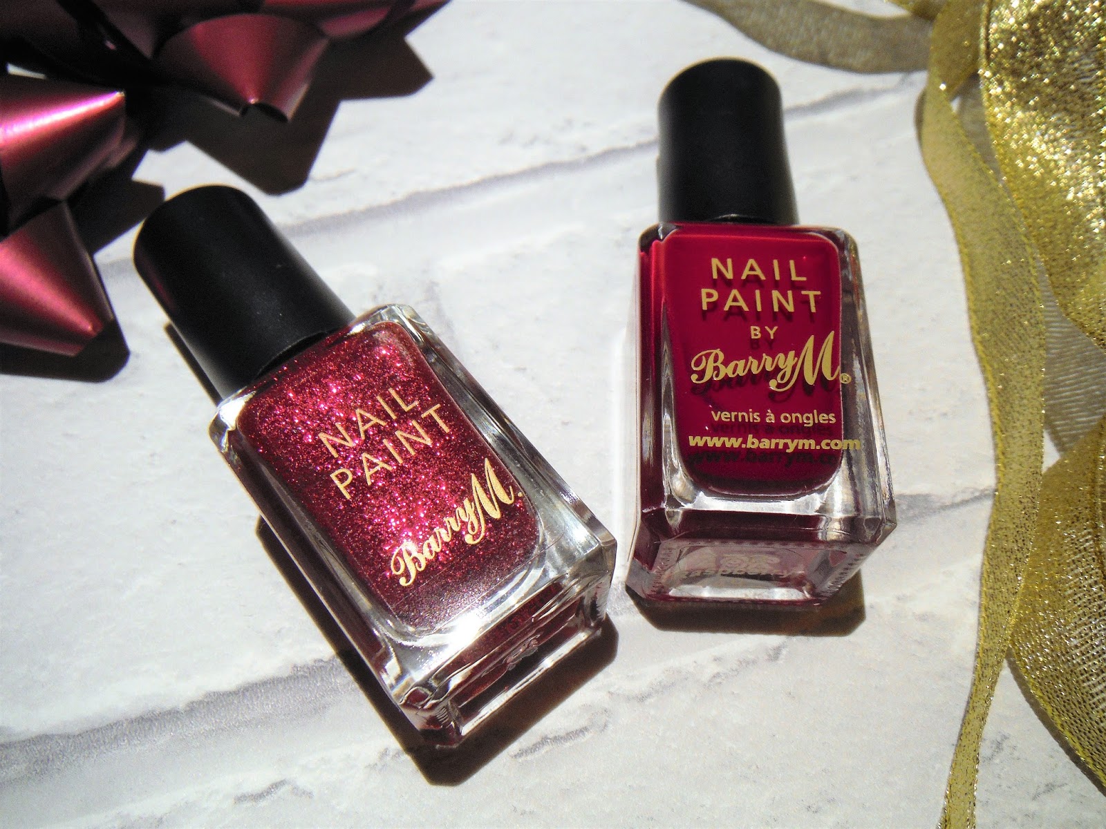 Ruby Red Glitter Nails Swatch.