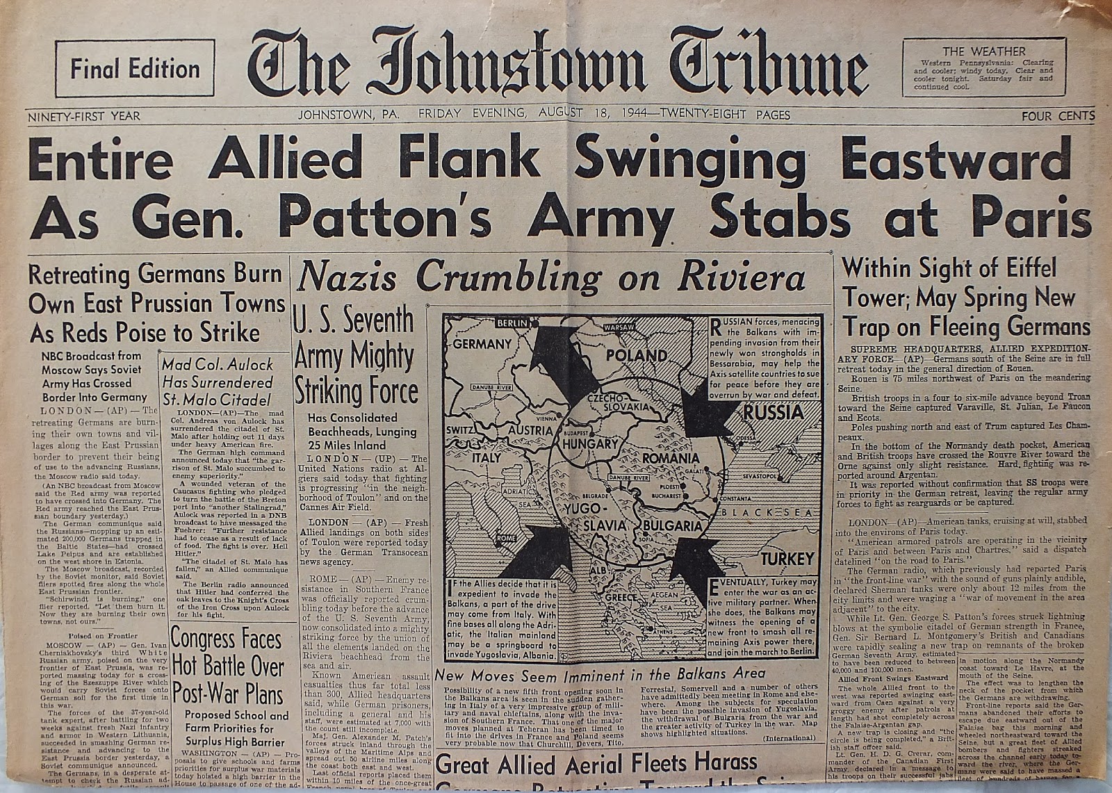 The Johnstown Tribune - WWII: August 18, 1944: Entire Allied Flank ...