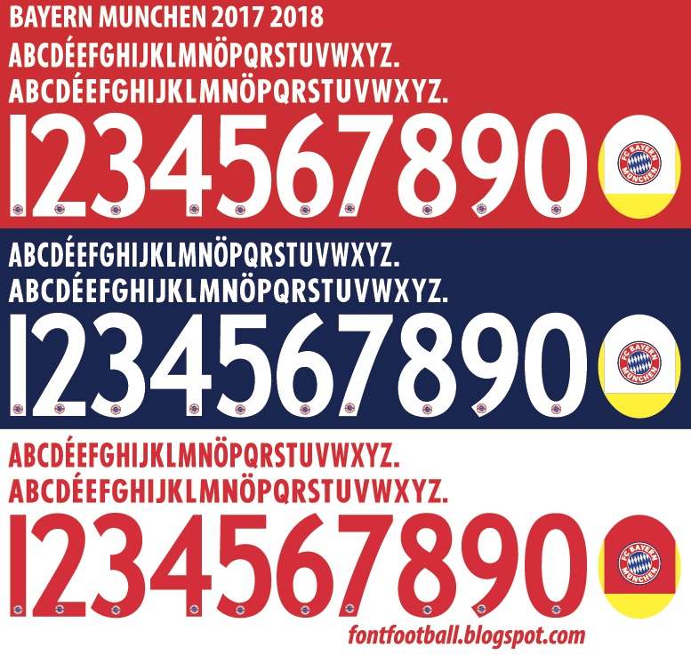 FONT FOOTBALL: Font Vector Bayern Munchen 2017 2018 kit