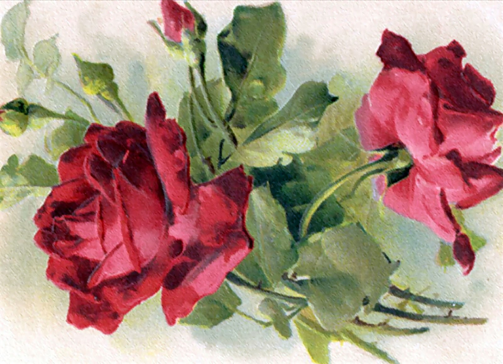 Vintage Art Red Roses Prints Postcard | Joy Design Studio