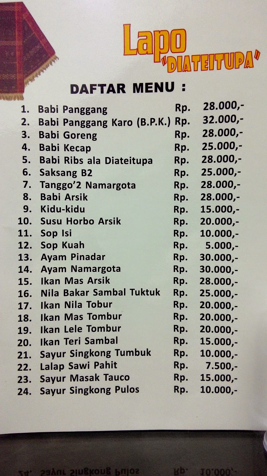 Lapo Diateitupa..masakan khas batak favorit didaerah Galaxy Bekasi