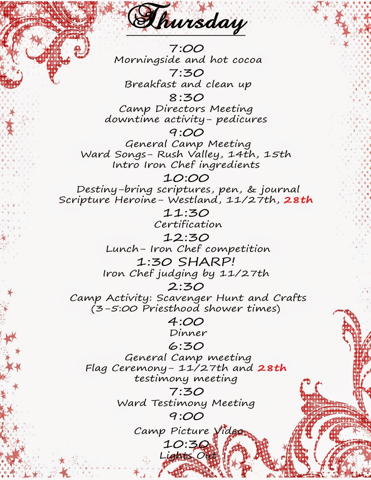 4 Growing Boys: Girls Camp Menu