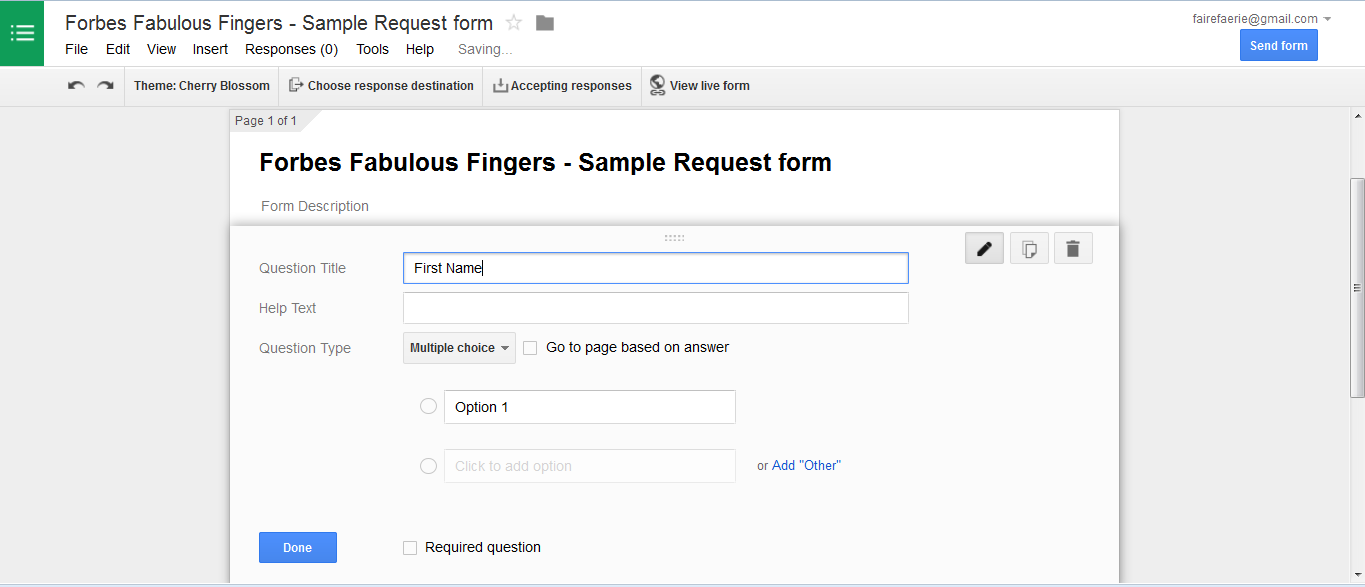 Diva Dolls: Creating a Google Form
