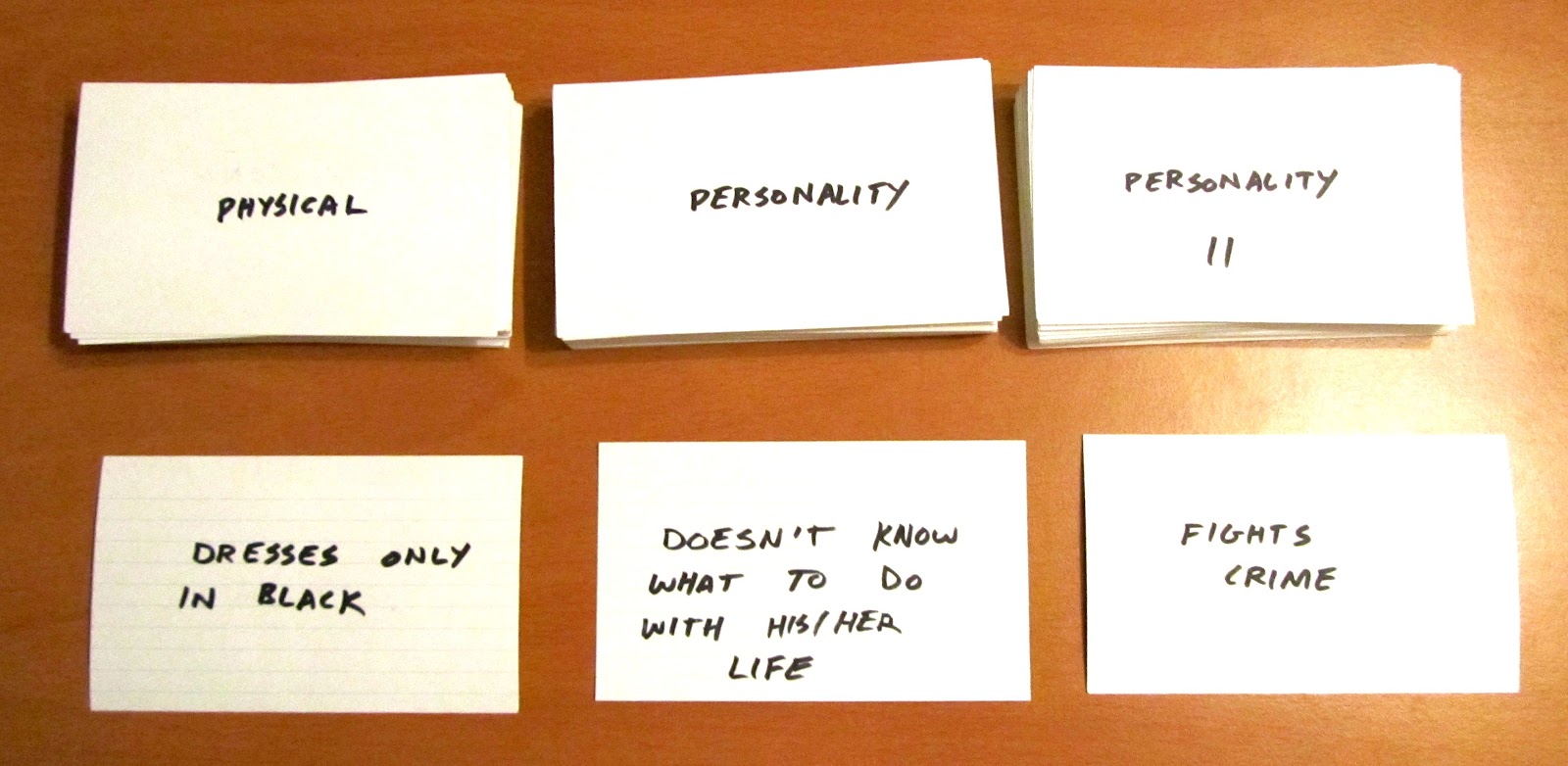 Al's Writing Block: Writing Prompt: Character Card Game