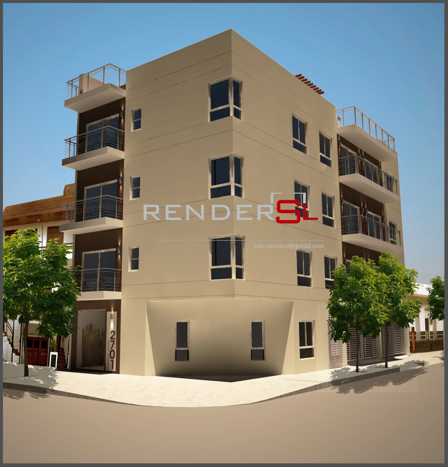 Renders SL arquitectura: Exterior, edificio multifamiliar