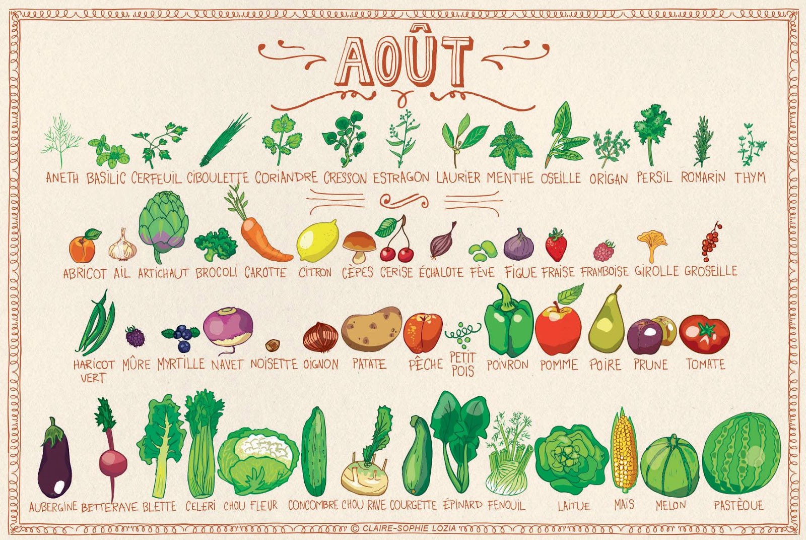 AOUT - Les fruits et légumes de saison
