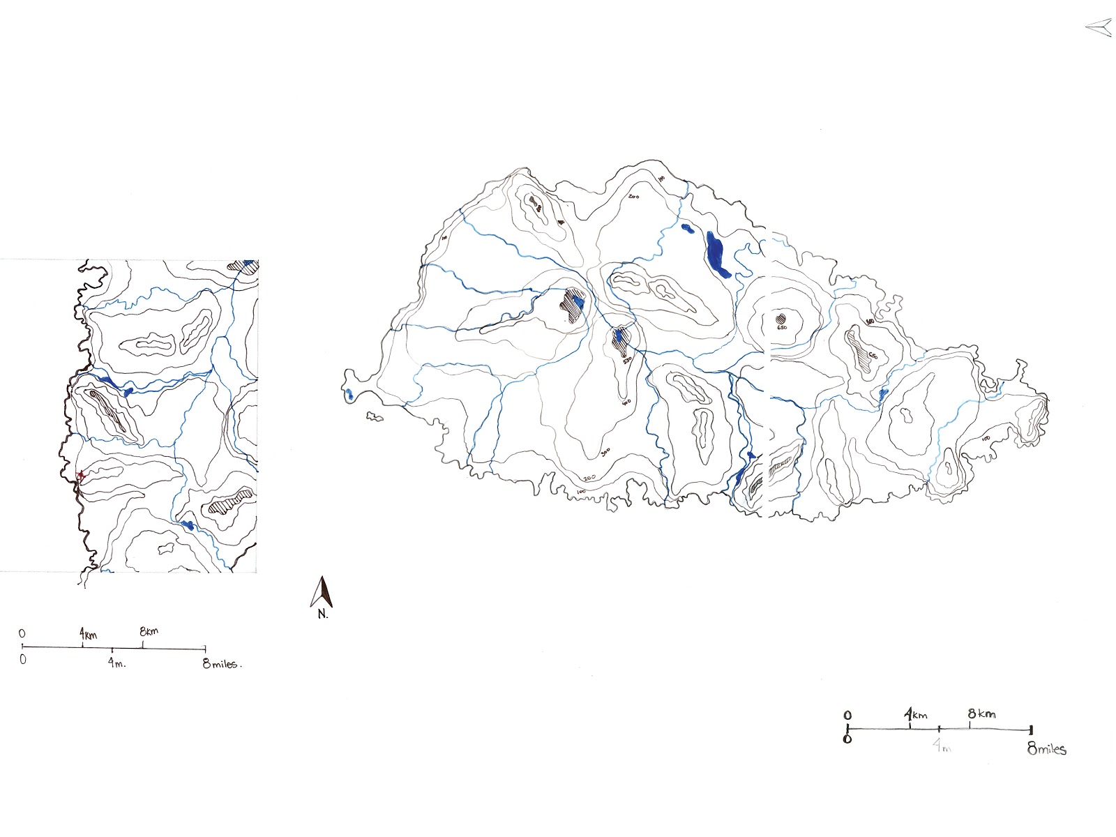 Daniel Defoe's Households for Robinson Crusoe: Topographic Map of Island
