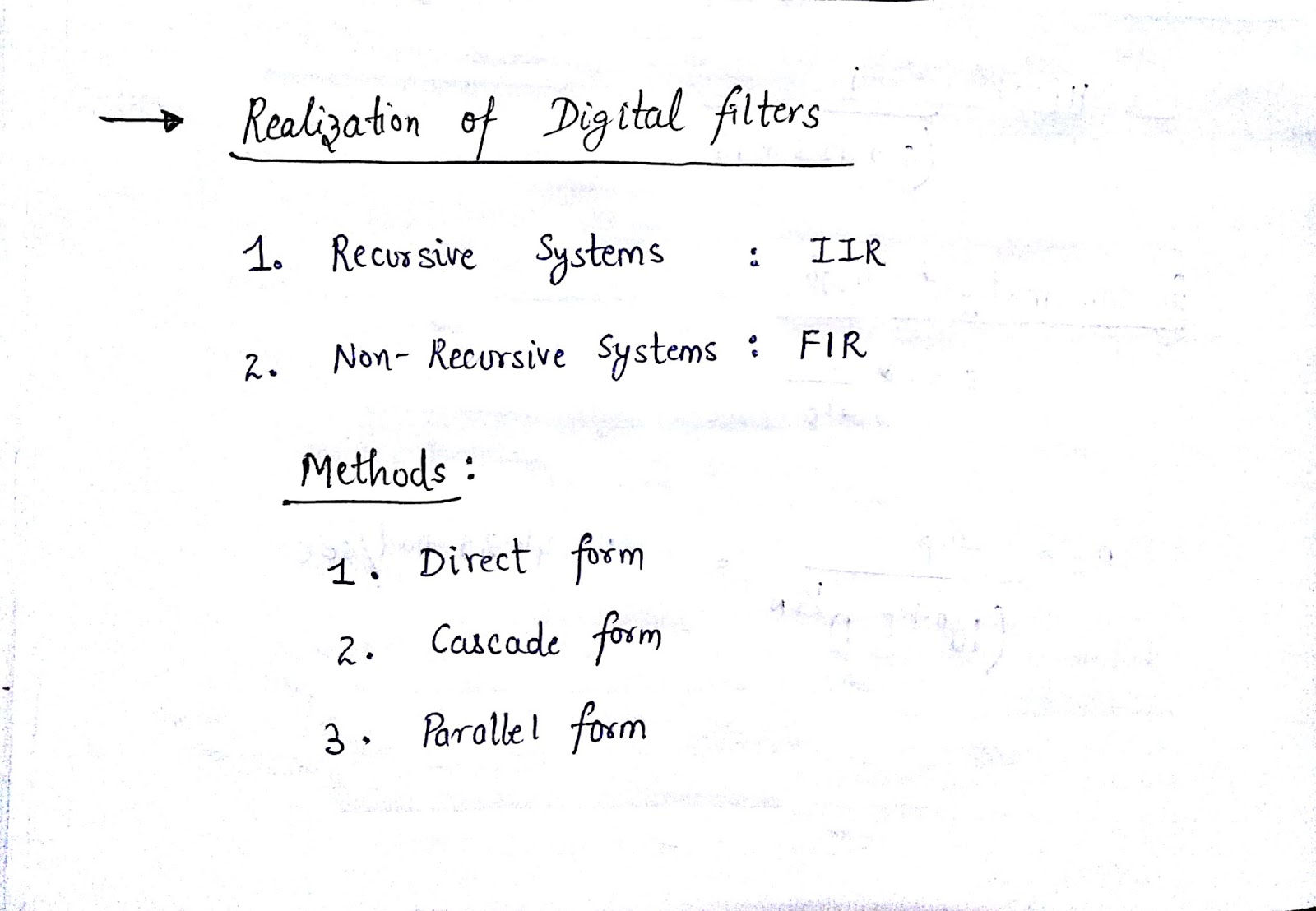 Realization of Digital Filters - (ECE-2006)