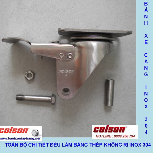 Bánh xe đẩy có khóa PA càng inox 304 Colson 5 inch | 2-5456-254-BRK4