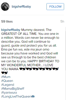 Salawa Abeni Marks 55th Birthday Today, Her Son Big Sheff Honours Her ...