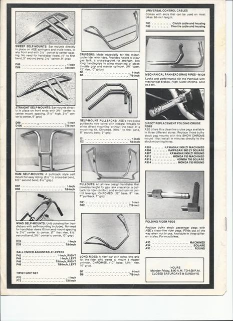 AEE Choppers: Last page 1975 dealer catalog
