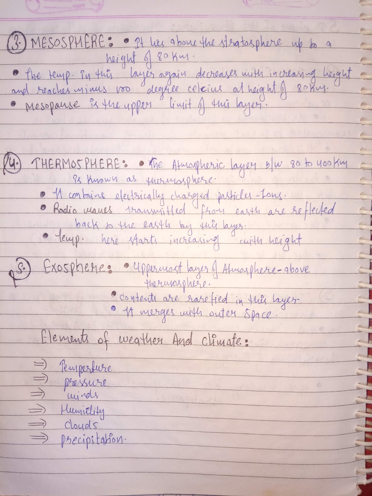 Handwritten Notes Of Composition And Structure Of Atmosphere Class