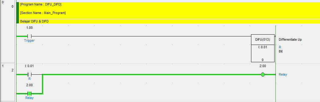PLC Omron 1 - DIFU & DIFD (Different Up & Different Down)