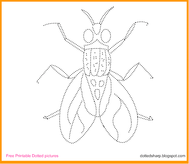 Free Dotted Printable for kids: Dotted Fly drawing