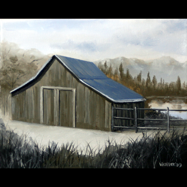 Mark Adam Webster: Mark Webster - Mountain Barn Grayscale Landscape Oil ...