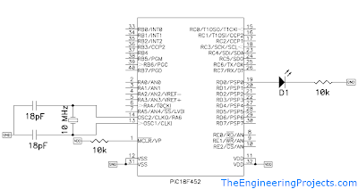 LED Blinking Project on PIC Microcontroller | The Engineering Projects