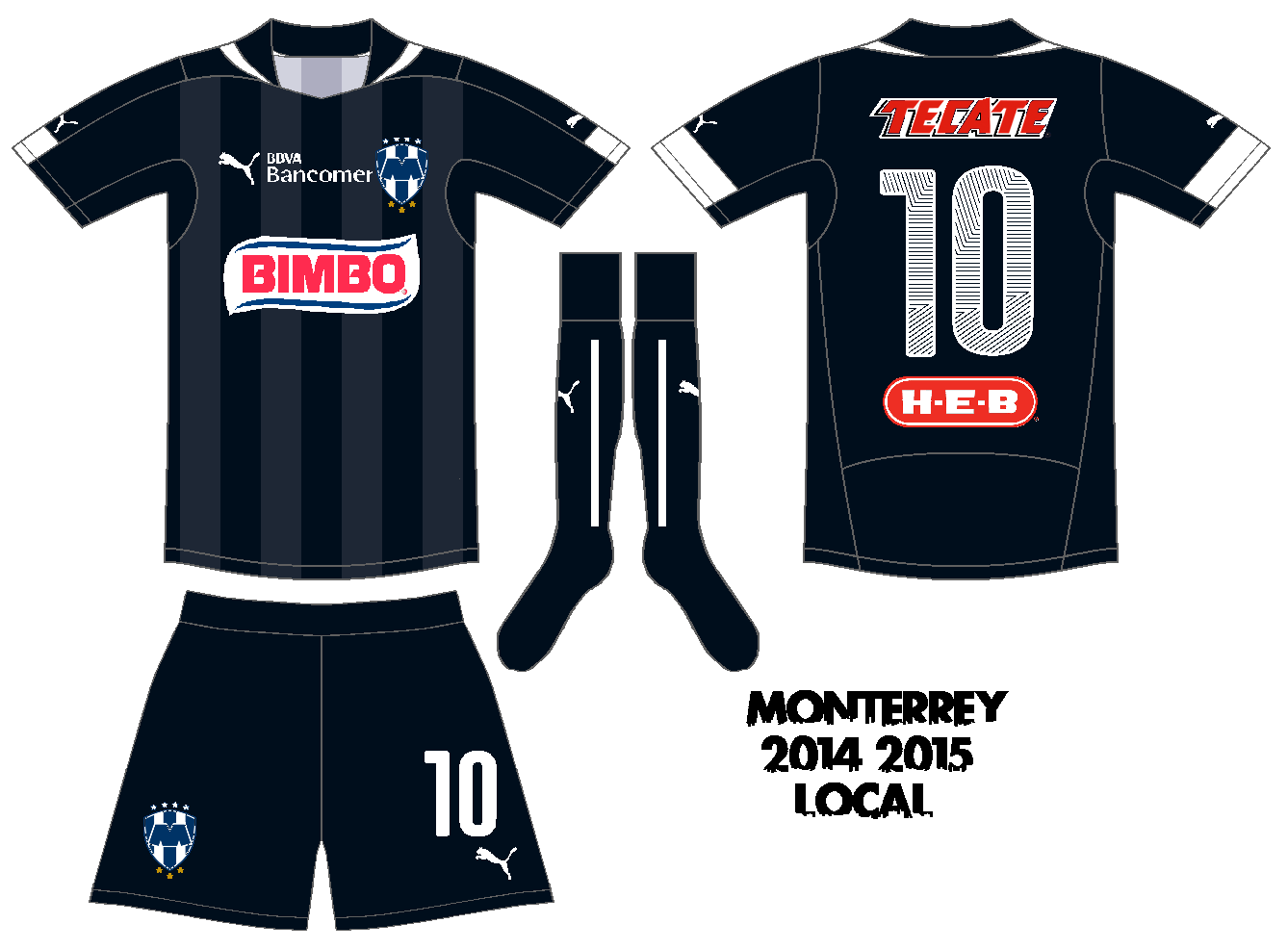 uniformes de futbol editados en paint: monterrey local y visita 2014/2015