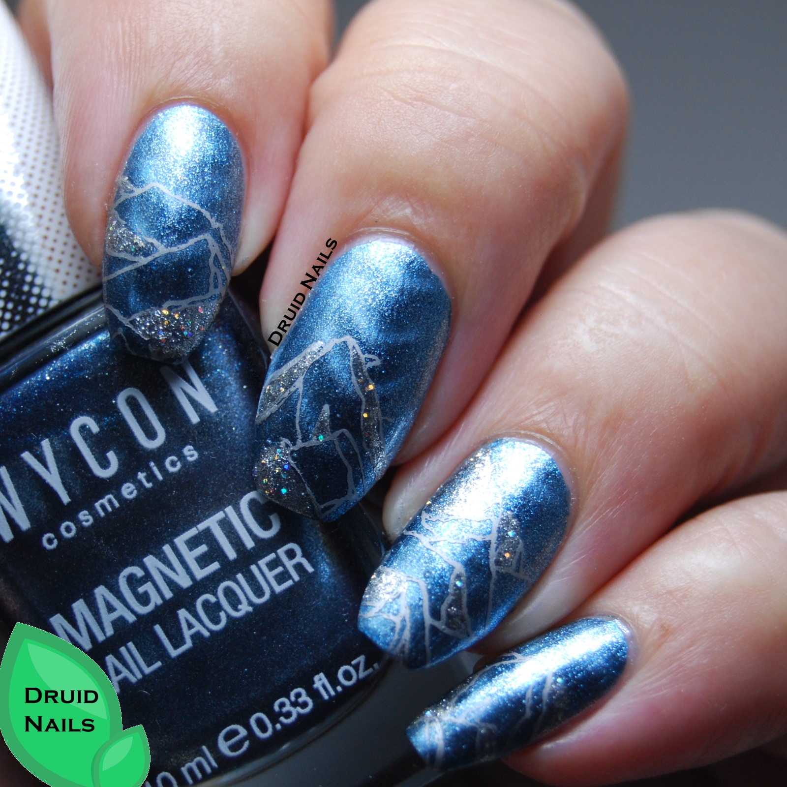 Druid Nails: 26 Great Nail Art Ideas - Blue and silver
