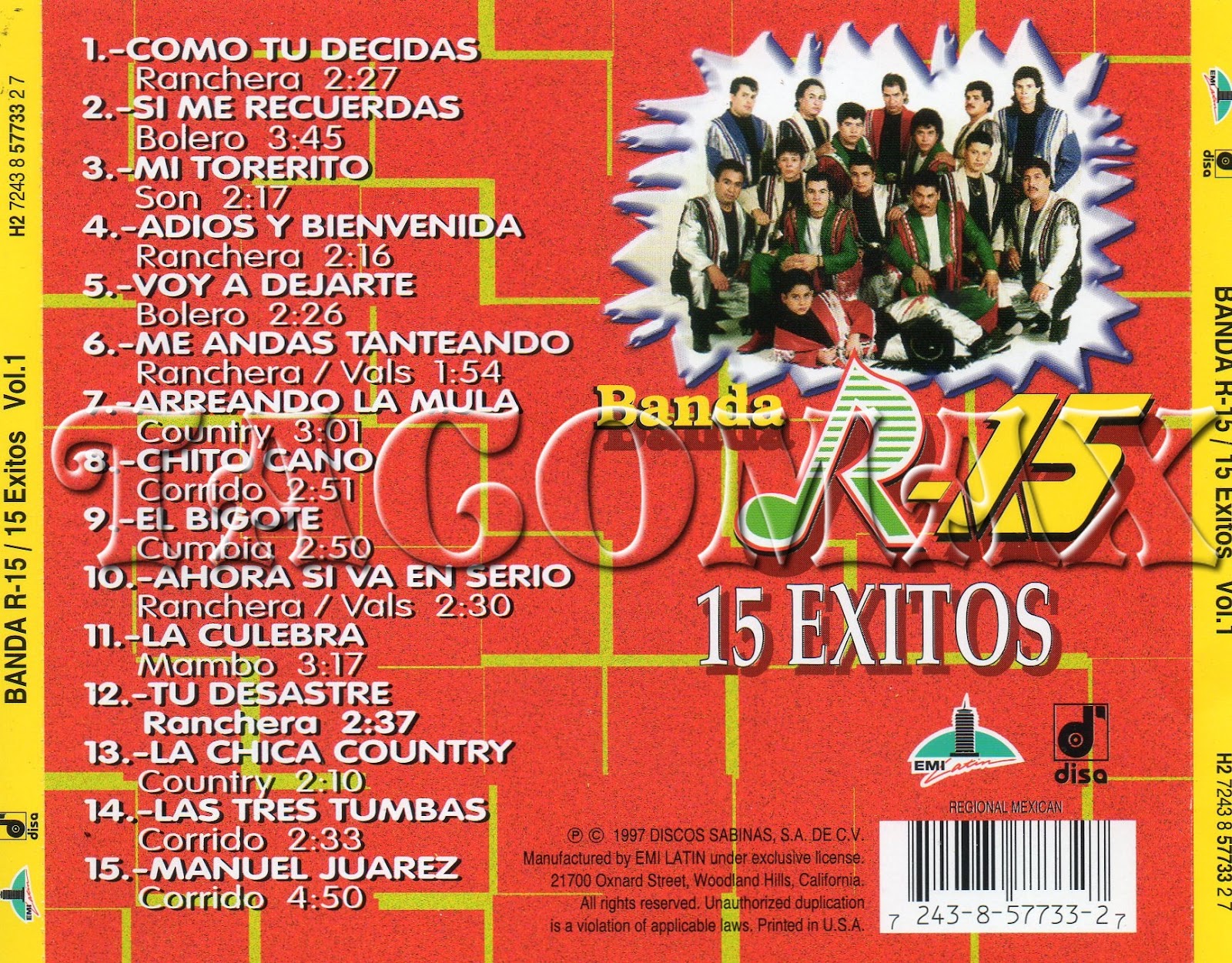 sɐɹǝdnɹƃ sǝuoıɔɔǝΙoɔ: Banda R-15-15 Exitos Vol. 1
