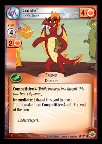 My Little Pony Garble, Let's Race Friends Forever CCG Card | MLP Merch