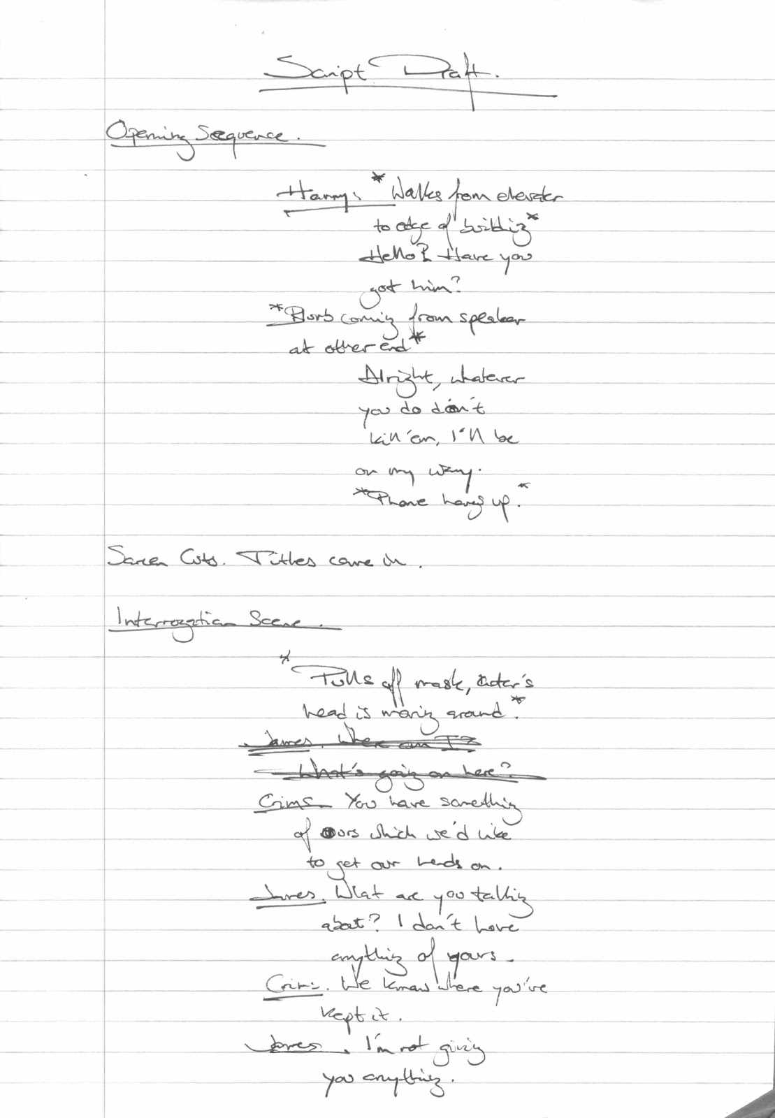 Robert Johnstone's A2 Media Blog: Developing Script