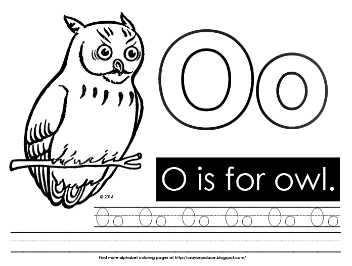 Crayon Palace: "O is for owl" alphabet coloring page