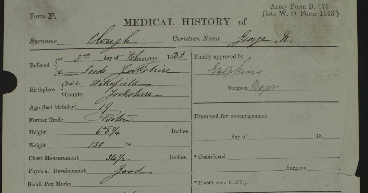 Army Forms & Attestations: Army Form B.178 - Medical History