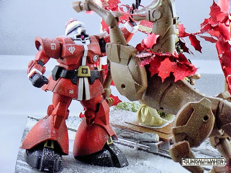 GUNDAM GUY: 1/144 Christmas Dom + Reindeer Fuunsaki - Diorama Build