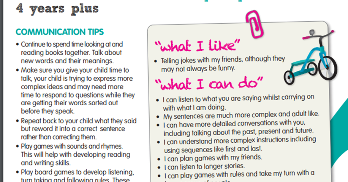 Broadford EYFS: Tips for Talking to Children Age 4