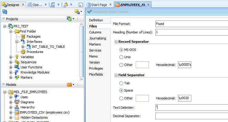 Oracle Data Integrator Tutorials: Reading and writing a delimited and ...