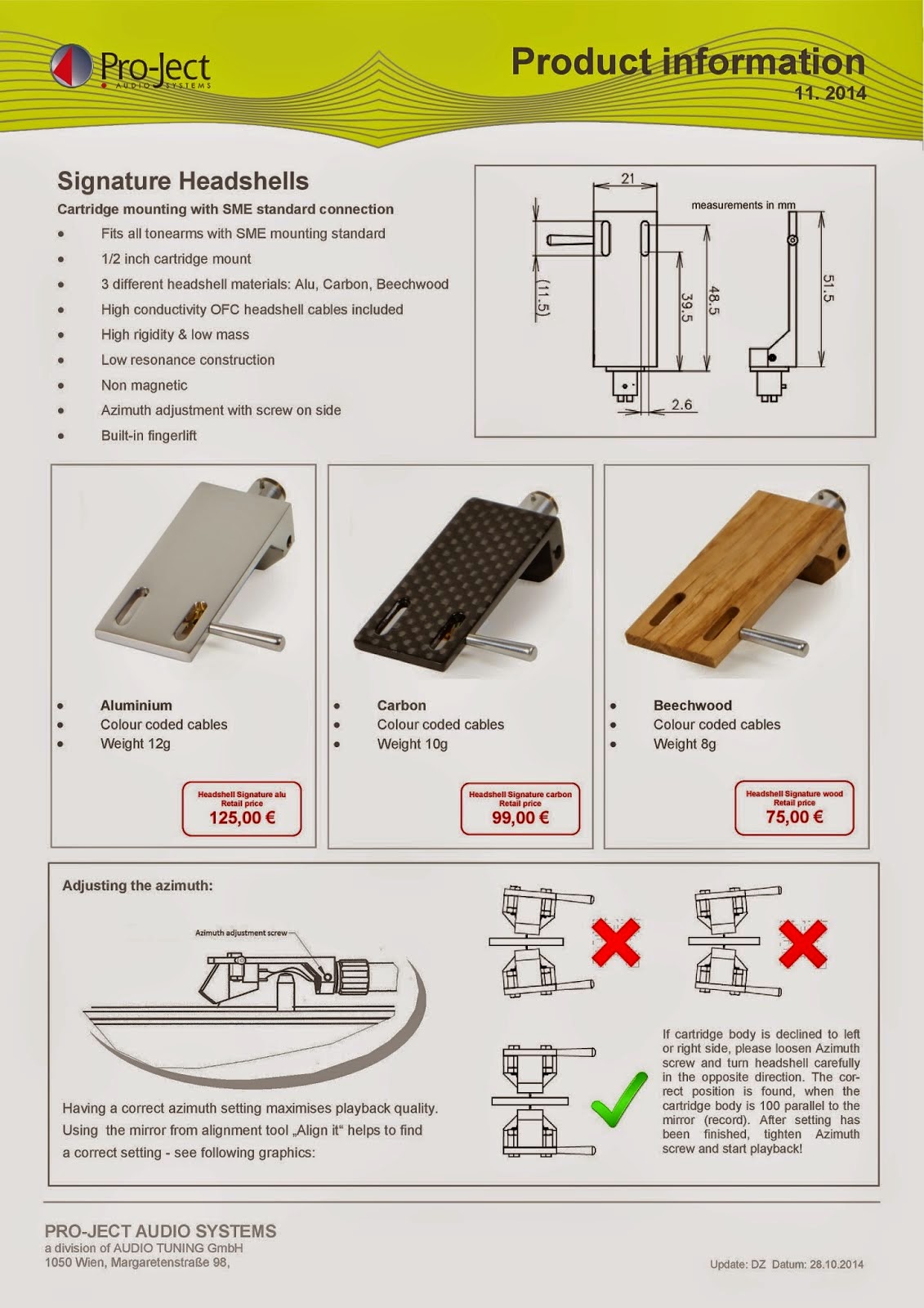 Pro-Ject Signature Headshells NEW – M & S | Ultimate High-Fidelity