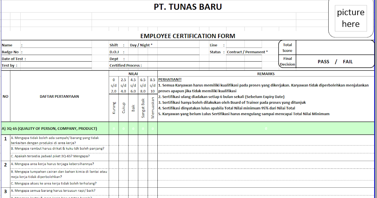 Sample of Employee Certification Form. ~ Mahanila Learning and ...
