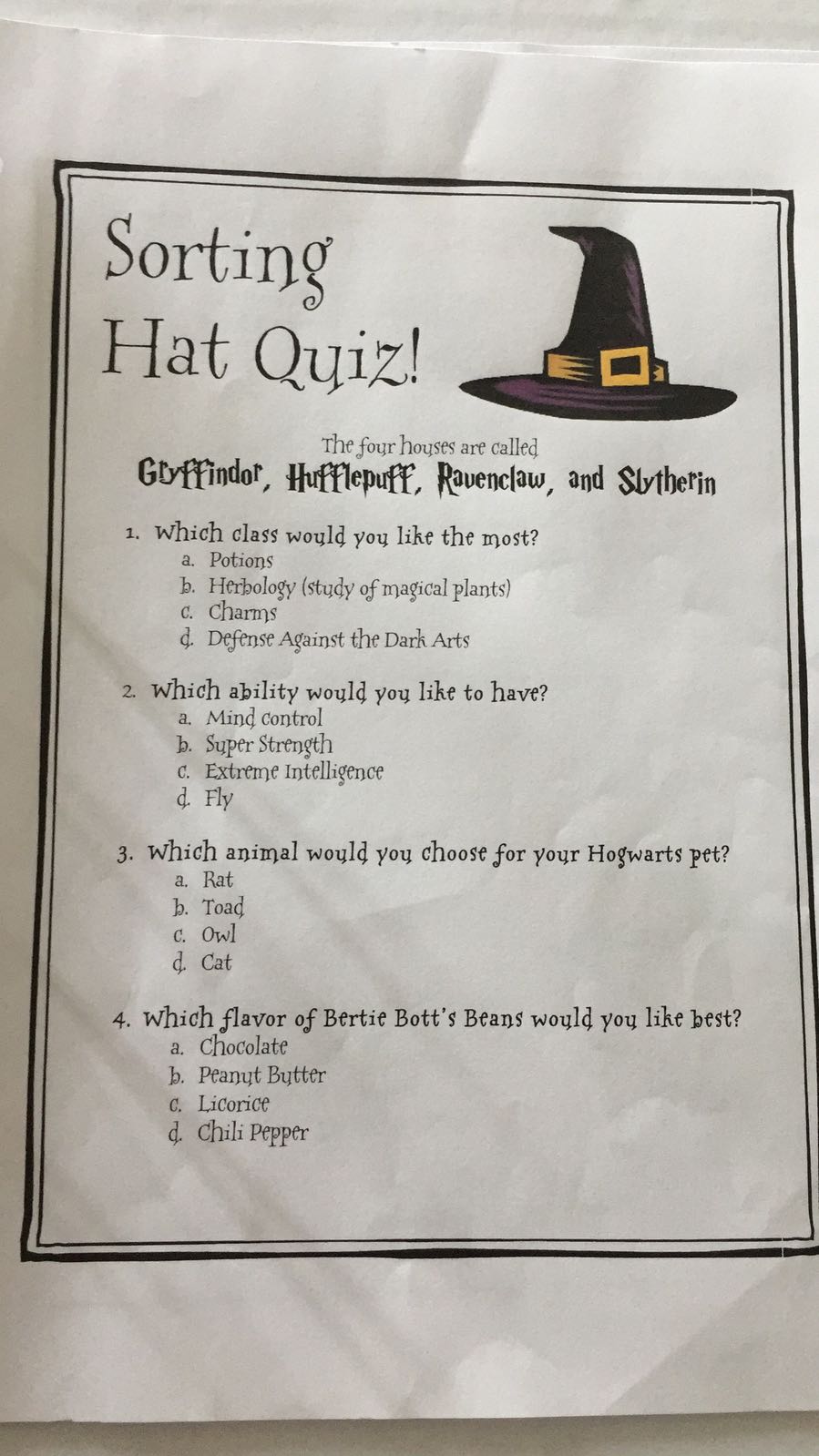 OUR ENGLISH CLASS: Sorting hat ceremony