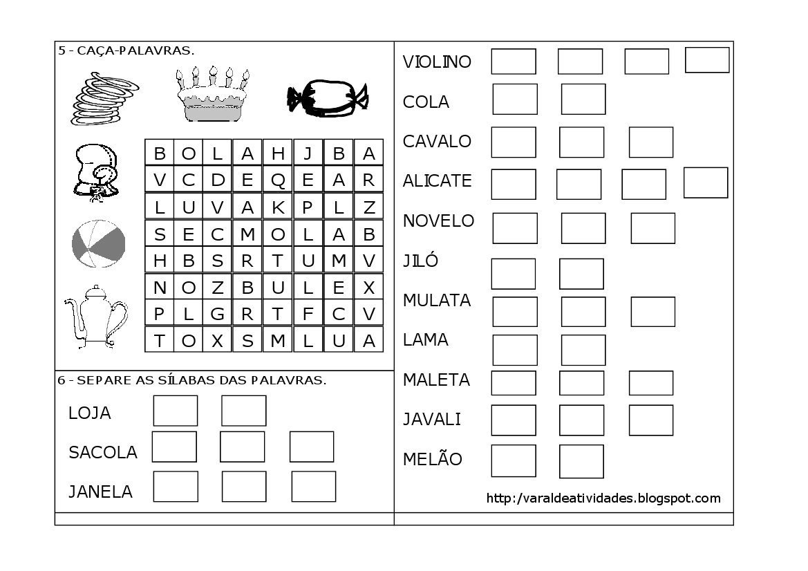 ATIVIDADES DE ALFABETIZAÇÃO COM A LETRA L — SÓ ESCOLA