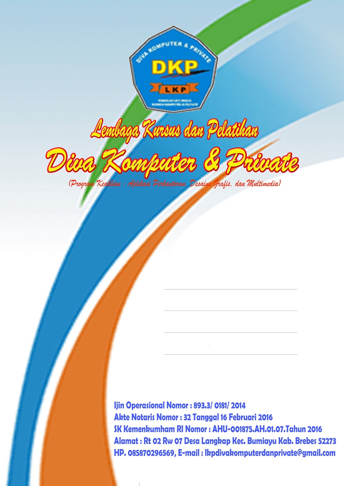 LKP DIVA KOMPUTER DAN PRIVATE: SAMPUL STOPMAP RESMI LEMBAGA