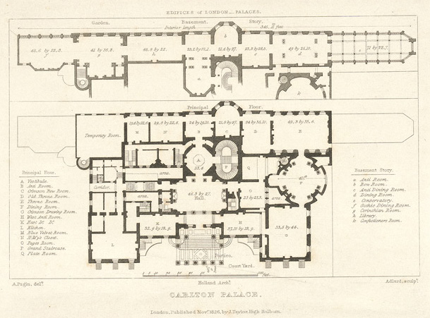 Mansion Floor Plans: Carlton Palace (House), London, England