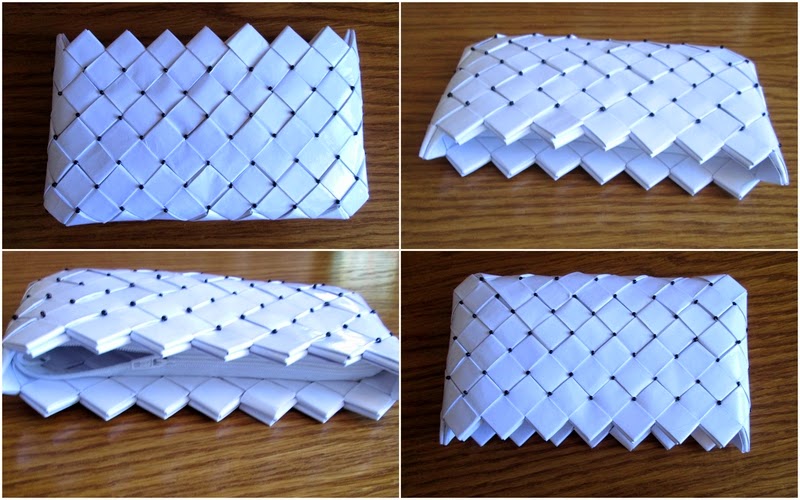 Portofel alb din hartie ~ Flori handmade boutique