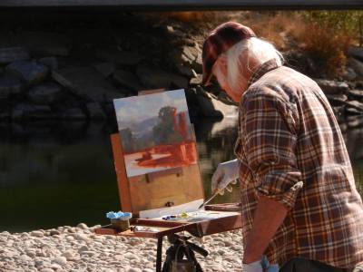 in plein air: "The Bitterroot River" oil, plein air painting, by Robin ...