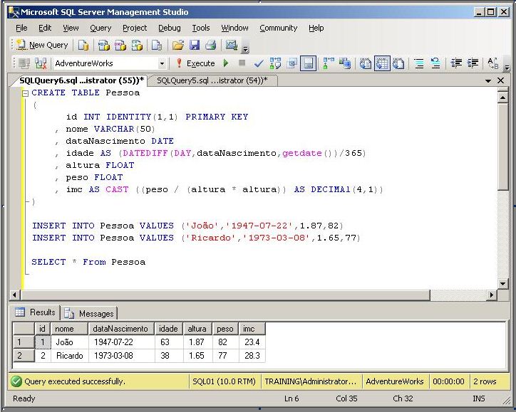 SQL Server - Dicas: Utilizando Colunas Computadas no SQL Server