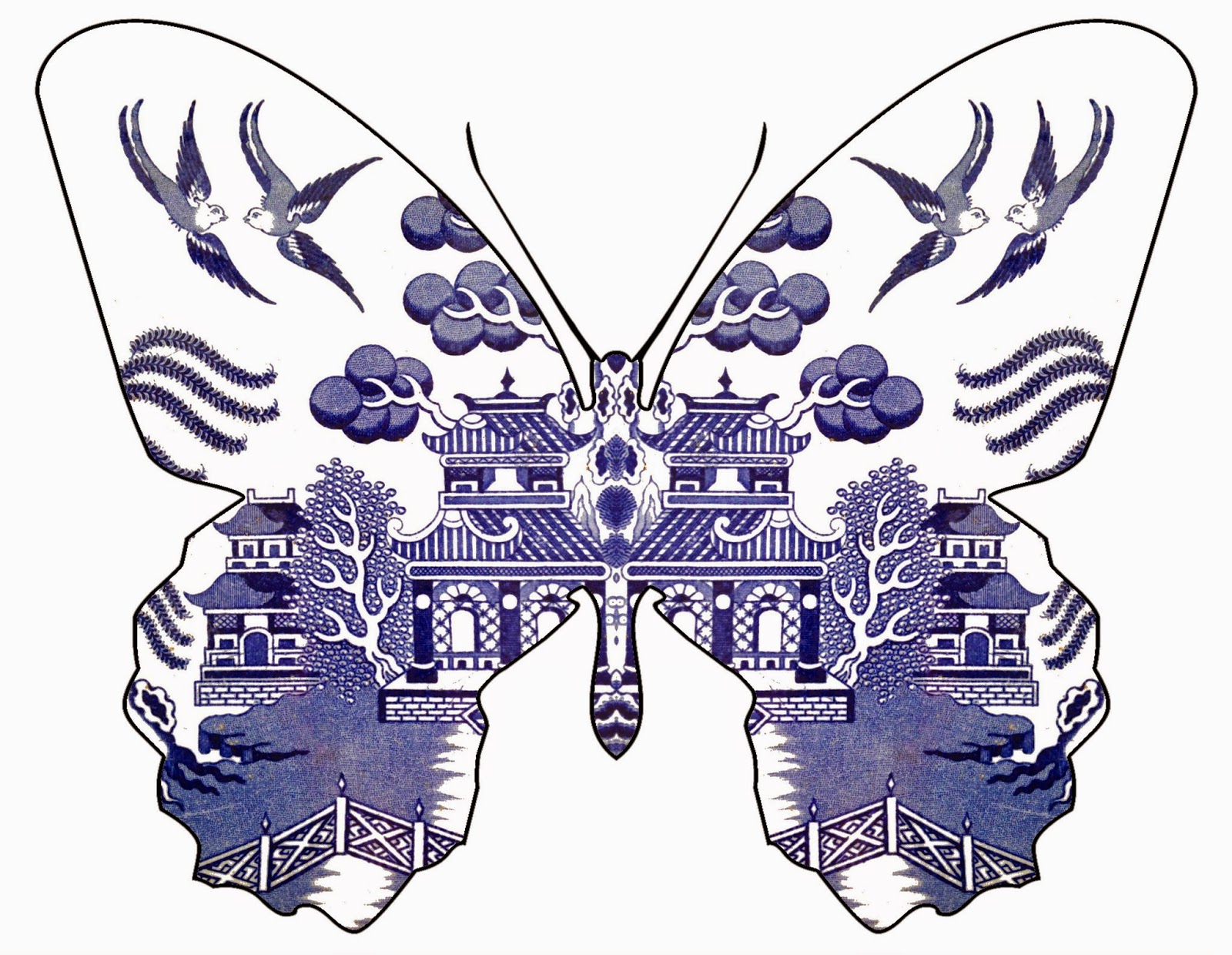 Brendan Burns Art: Willow Pattern Butterflies 1