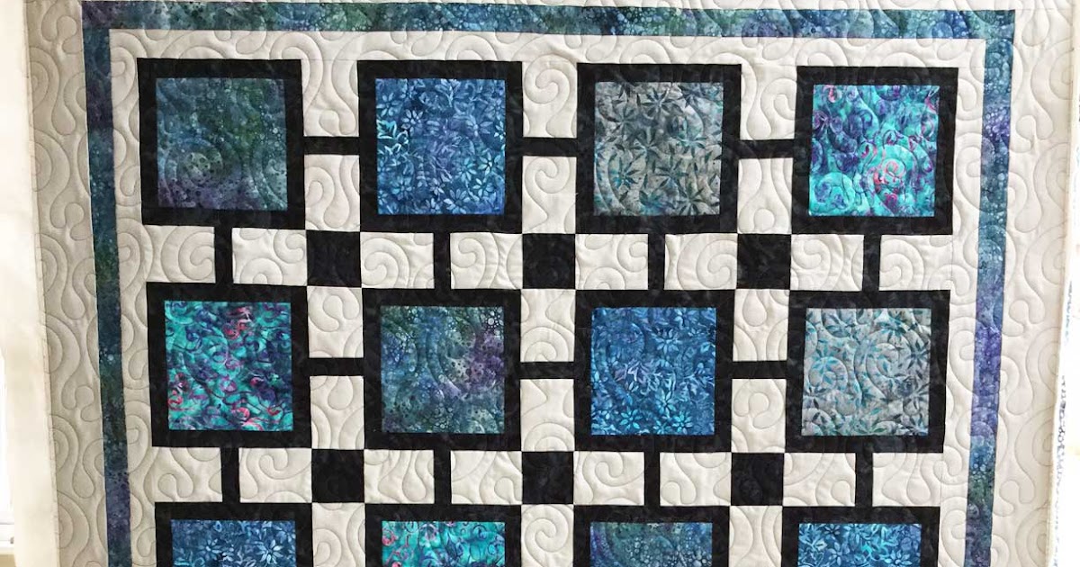 Fabadashery Longarm Quilting: Sue's Modern Blue Square Quilt