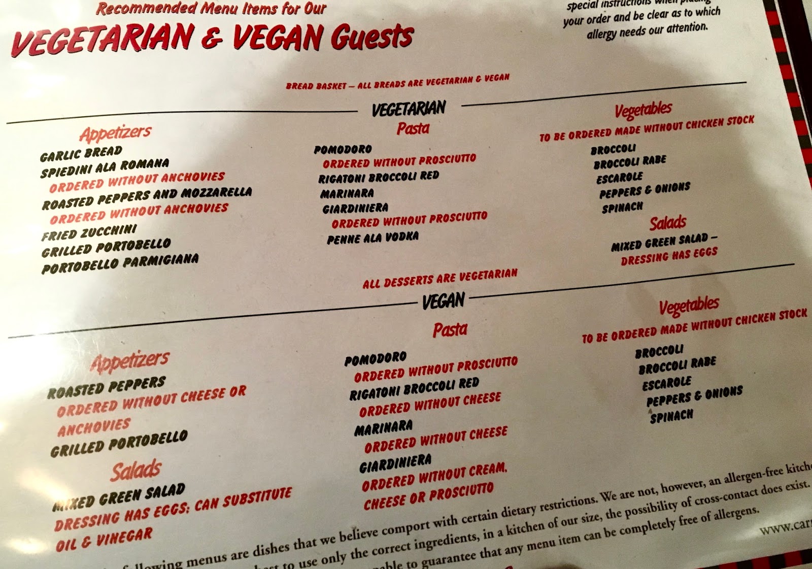 The Gluten & Dairy-Free Review Blog: Carmine's Allergy Menus (Gluten ...