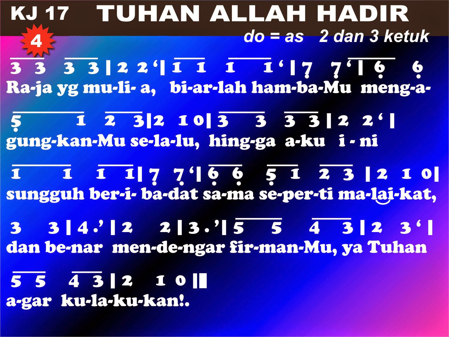 Lagu Gereja Rohani Kristen: Kidung Jemaat. 017. Tuhan Allah Hadir