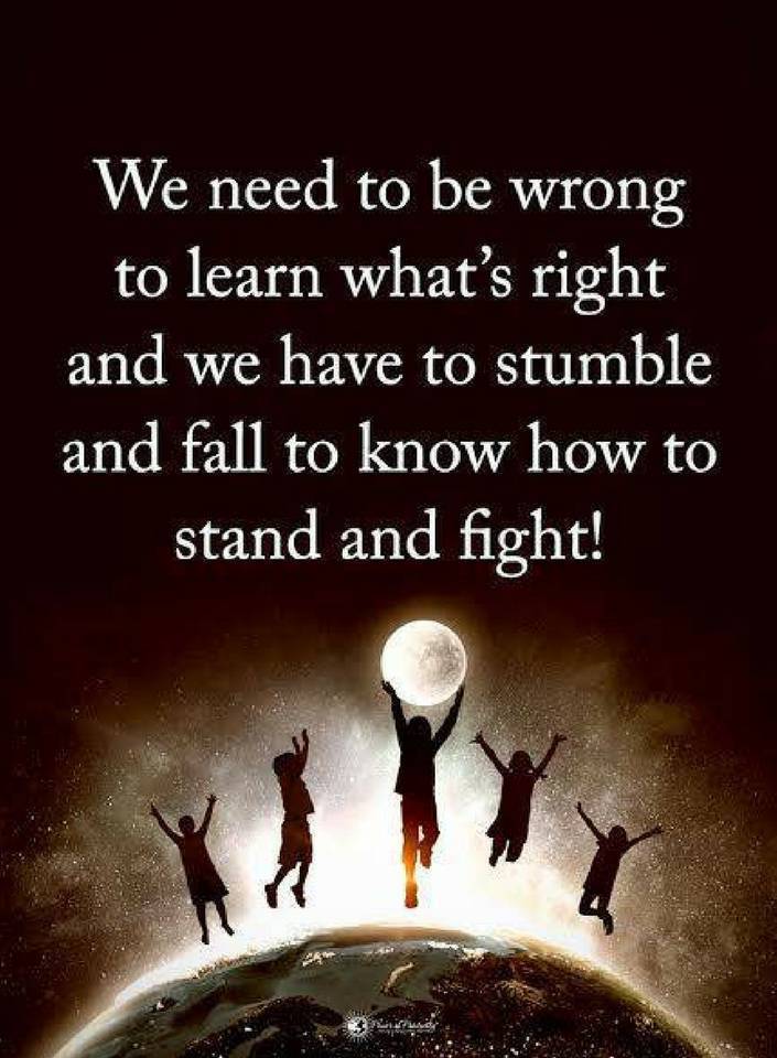 Quotes we need to be wrong to learn what's right and we have to stumble ...