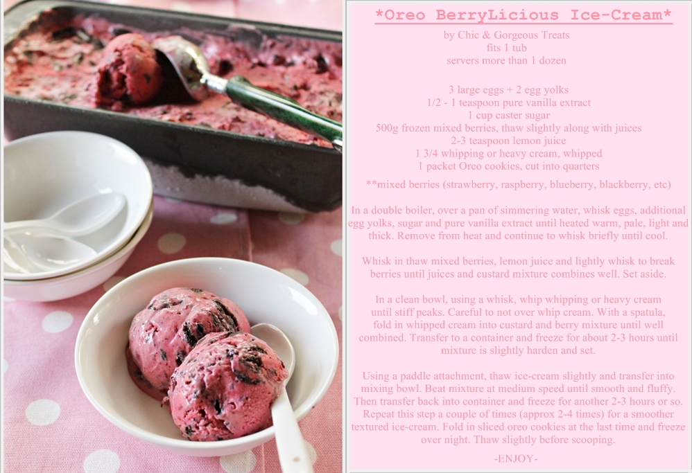 Chic & Gorgeous Treats: Dessert Recipe: Oreo BerryLicious Ice-Cream