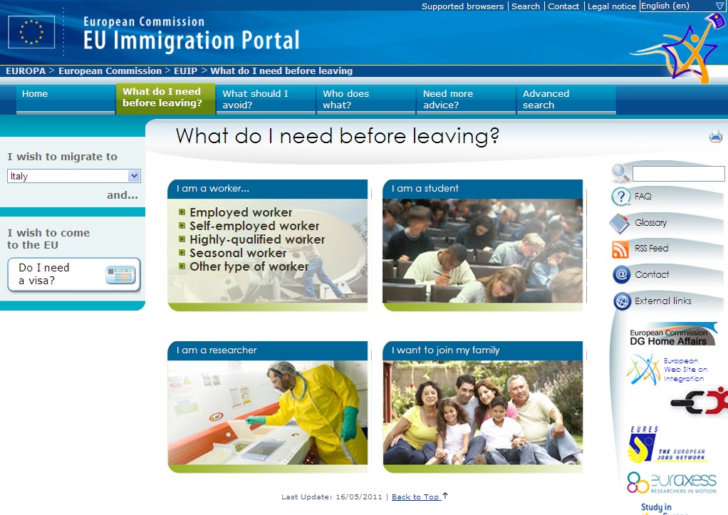 valigie di cartone: EU immigration portal - moving to Europe