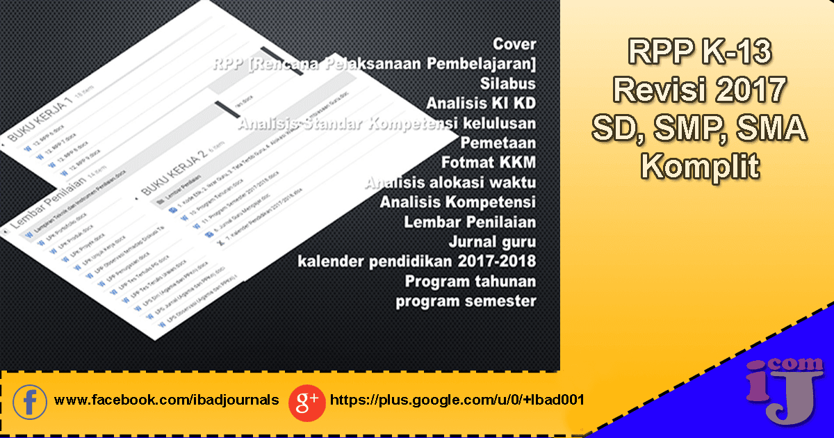Silahkan Unduh RPP Cuntorio K13 Revisi 2017 SD, SMP, SMA Komplit | IJ.COM